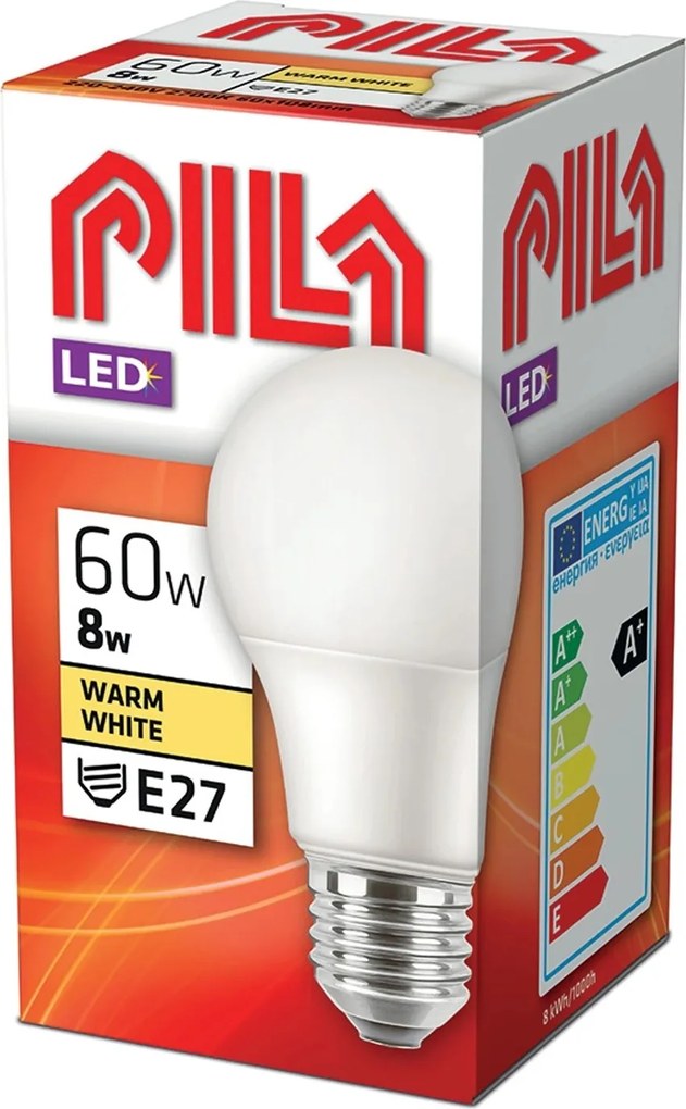 Philips LED žárovka Pila E27, 8 W, 806 lm, 2700 K