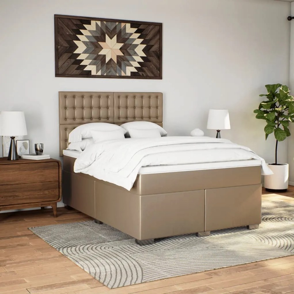Box spring postel s matrací cappuccino 140x200 cm umělá kůže 3293027