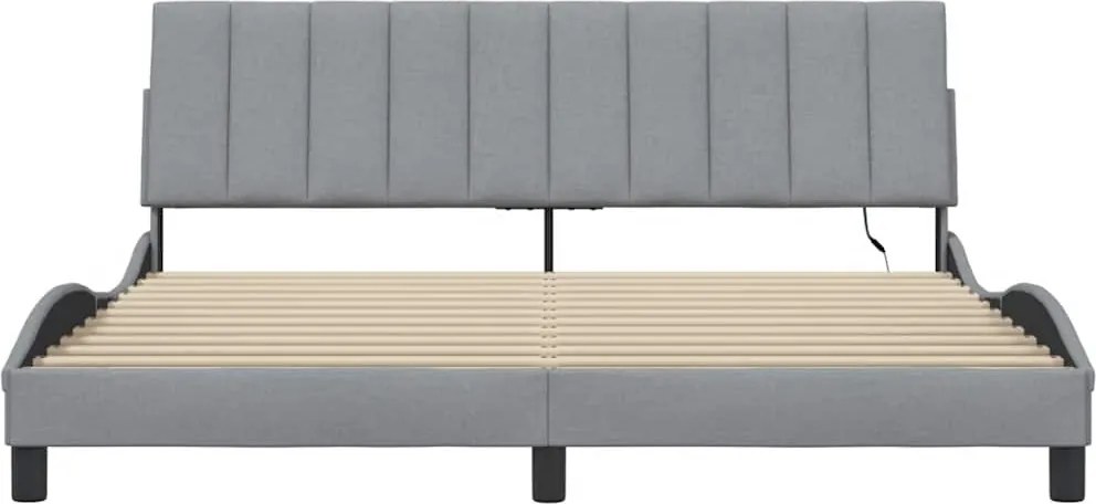 Rám postele bez matrace Hanko světle šedý 180 x 200 cm textil 3310475