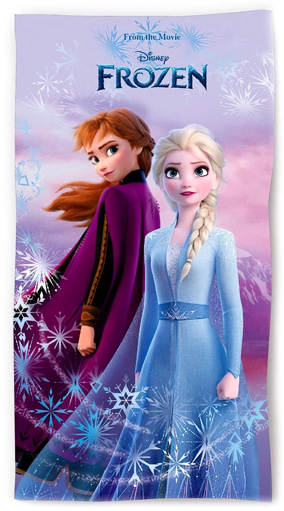 jay Franco Osuška FROZEN ANNA A ELSA (LEDOVÉ KRÁLOVSTVÍ) froté, fialová, 70x140cm