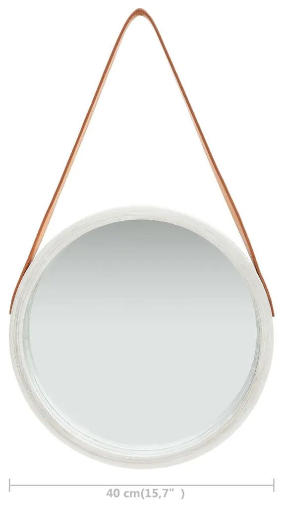 Nástěnné zrcadlo s popruhem 40 cm stříbrné - Default Title