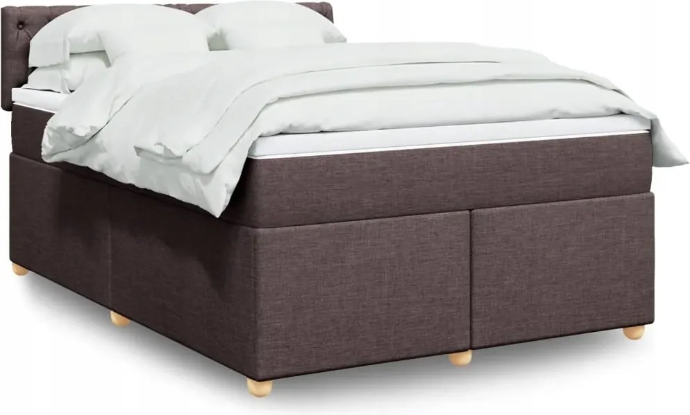 Box Spring Postel S Matrací Textil Tmavě Hnědá Prošívaný design 160 x 200