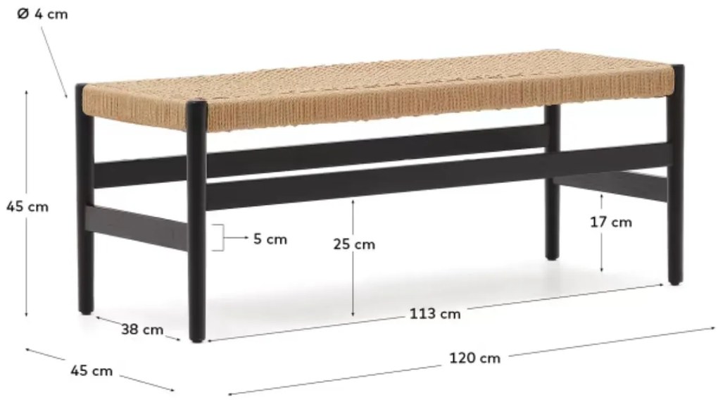 Hnědá dubová lavice Kave Home Zaide 120 cm