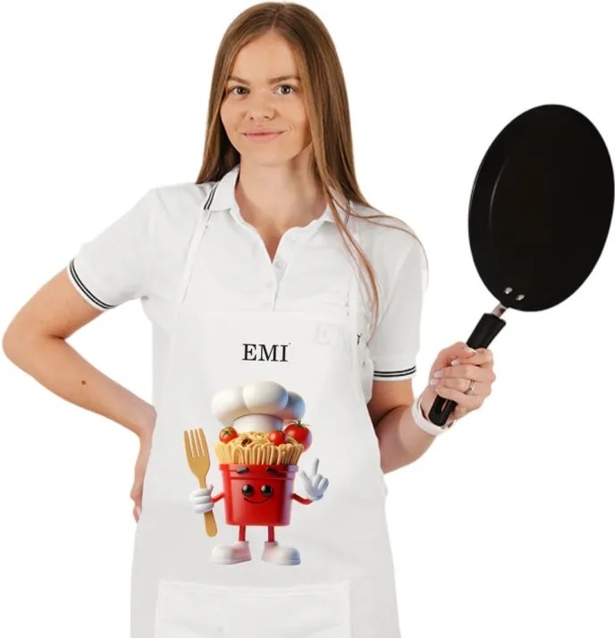 Kuchyňská zástěra Pasta EMI, Bílá