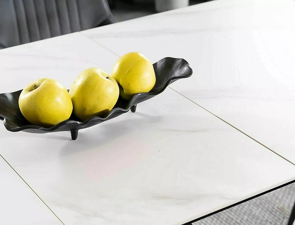 Jídelní rozkládací stůl Westin 120/160 cm keramika černý/bílý mramor