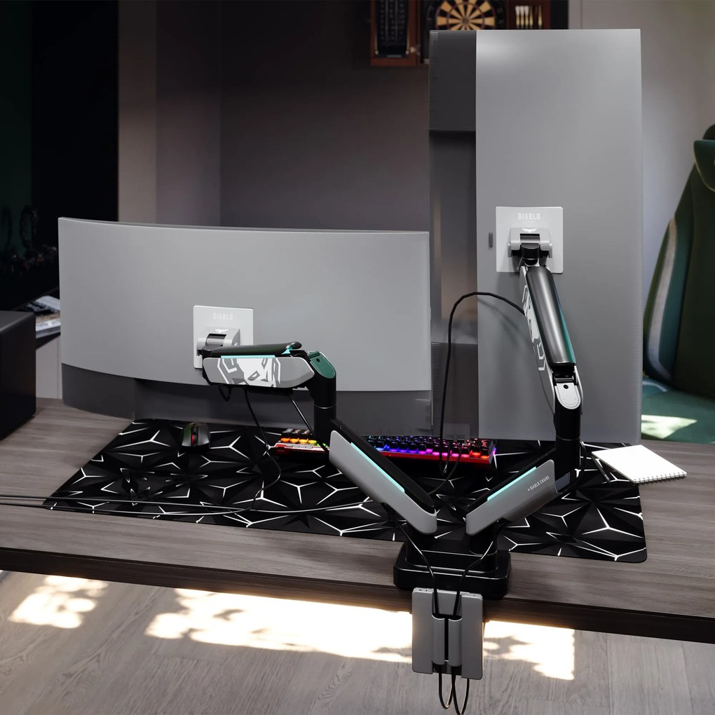 Držák na dva monitory 35" RGB šedo-černý: Diablo X-Arm Dual