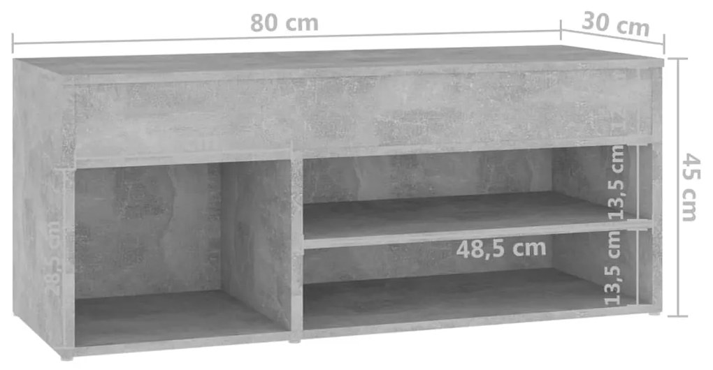 Lavice s botníkem betonově šedá 80 x 30 x 45 cm dřevotříska - Default Title