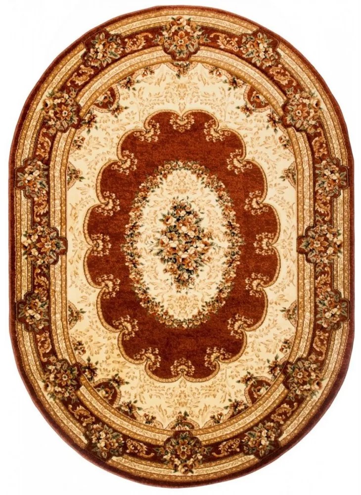 Kusový koberec klasický vzor hnědý ovál, Velikosti 70x140cm