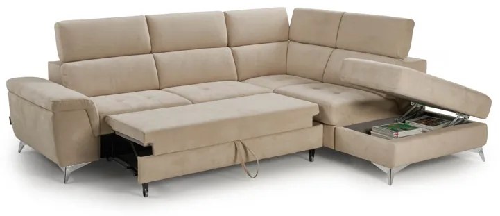 Pregio Italia sofa&relax Rozkládací pohovky Bright Provedení: 2 místná rozkládací + lehátko maxi s úložným prostorem, Vzorník látek: tekno fibra 02 linen