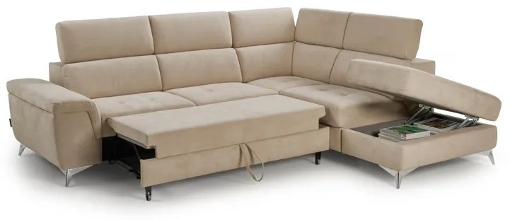 Pregio Italia sofa&relax Rozkládací pohovky Bright Provedení: 2 místná rozkládací + lehátko maxi s úložným prostorem, Vzorník látek: tekno fibra 03 milk
