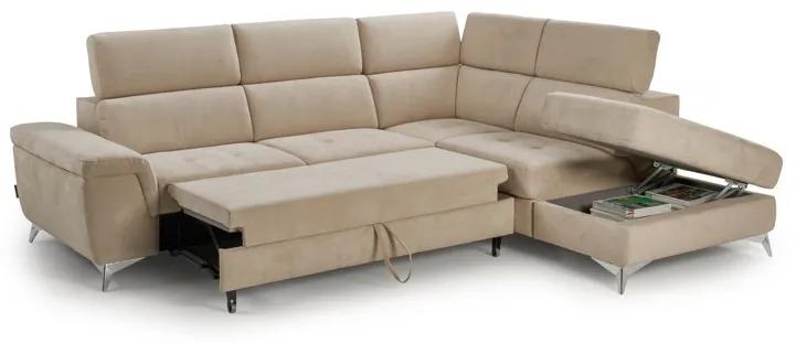 Pregio Italia sofa&relax Rozkládací pohovky Bright Provedení: 2 místná rozkládací + lehátko maxi s úložným prostorem, Vzorník látek: tekno fibra 22 navy blue