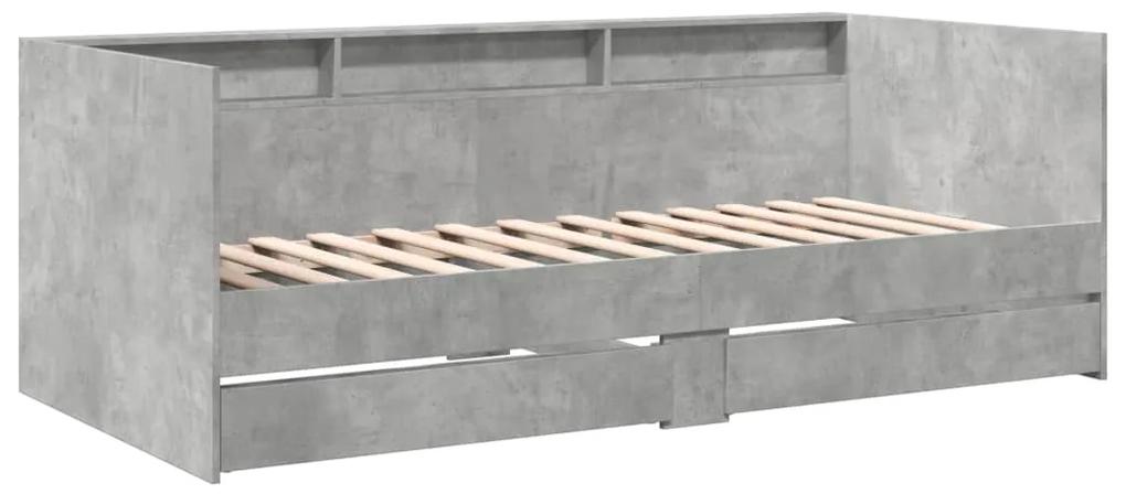 vidaXL Válenda se zásuvkami betonově šedá 75 x 190 cm kompozitní dřevo