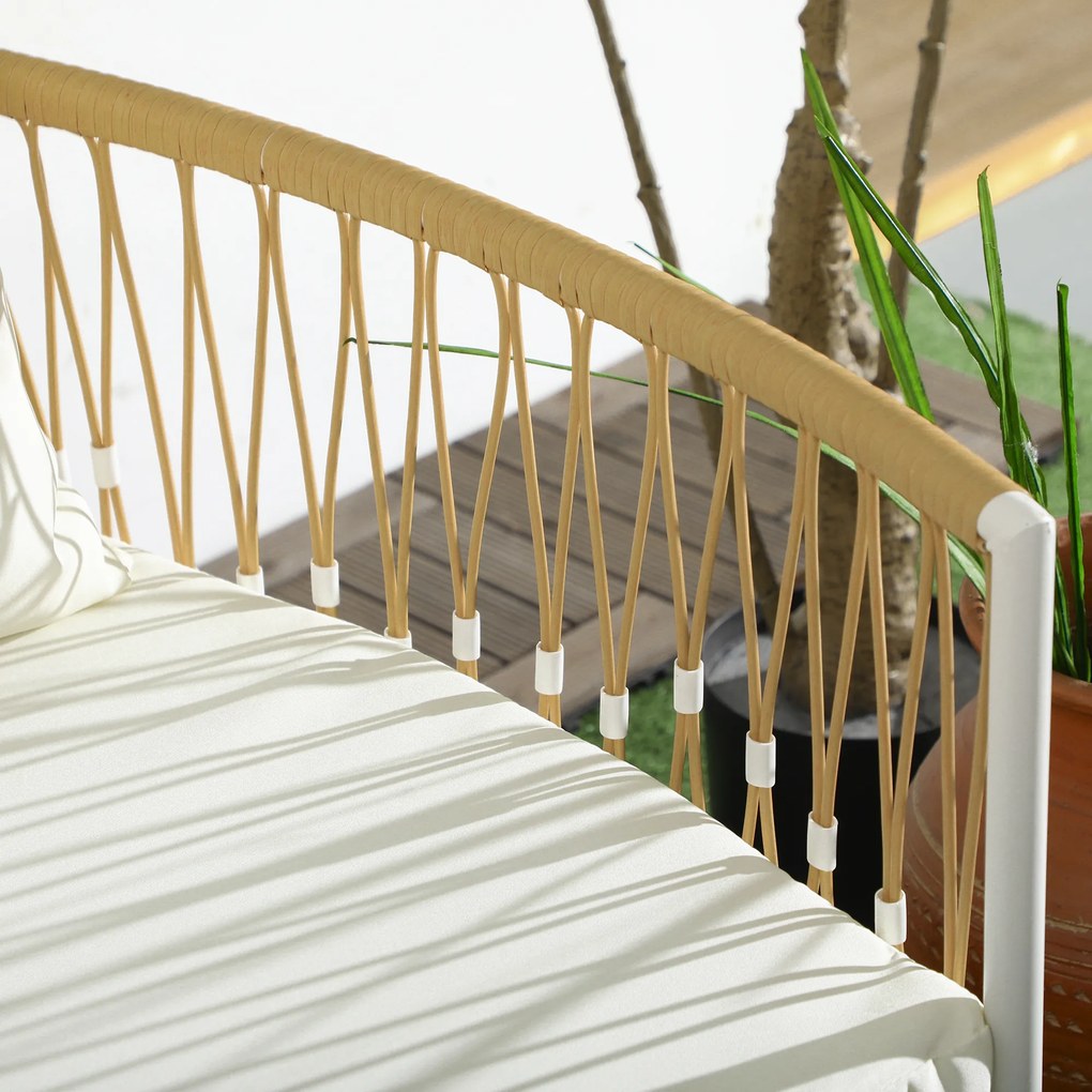 Outsunny 3dílná sada zahradního nábytku z umělého ratanu se 2 zahradními židlemi a konferenčním stolkem, balkónový nábytek s polštáři, na balkon a te…