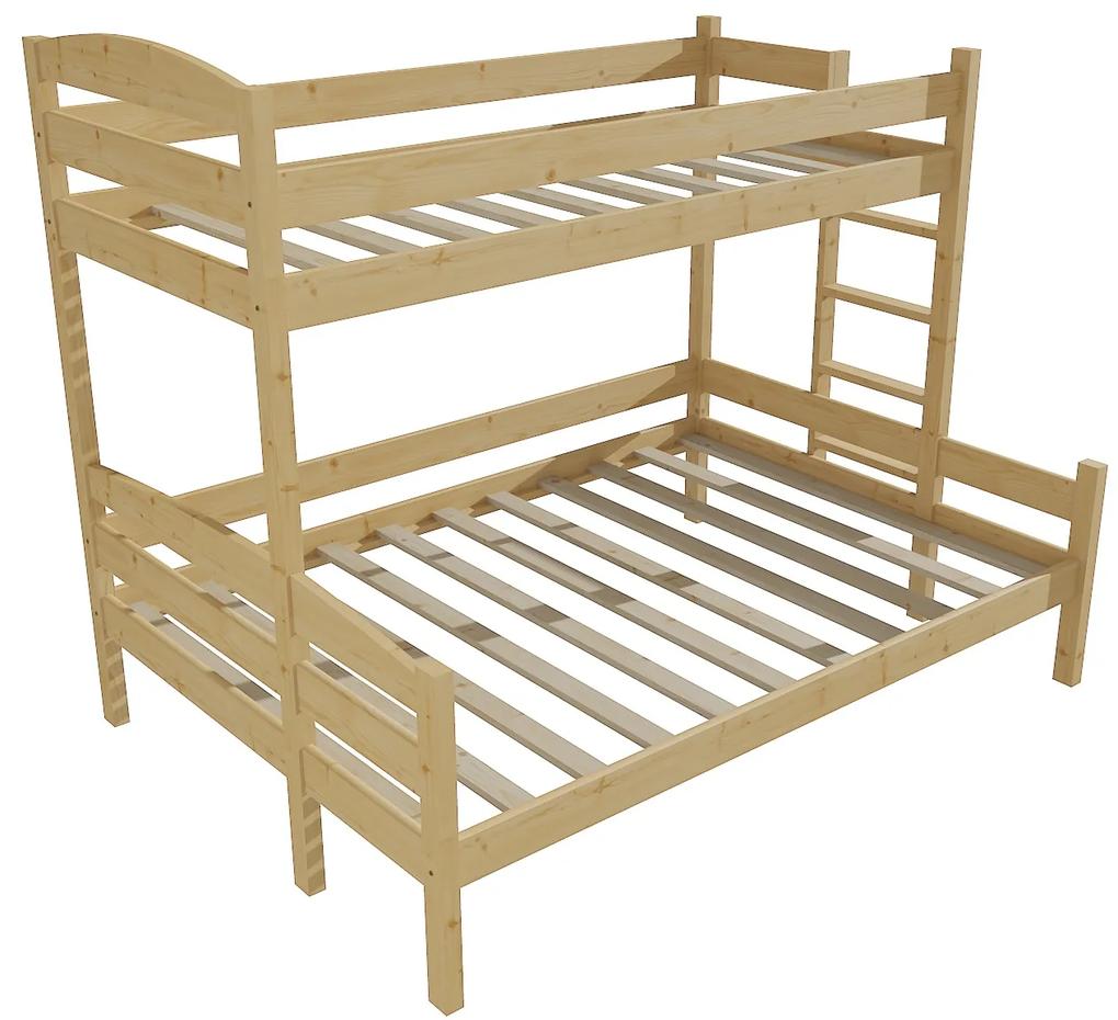 Vomaks Patrová postel s rozšířeným spodním lůžkem PPS 001 Rozměr: 90/140 x 200 cm, Barva: bezbarvý lak, Varianta: vpravo