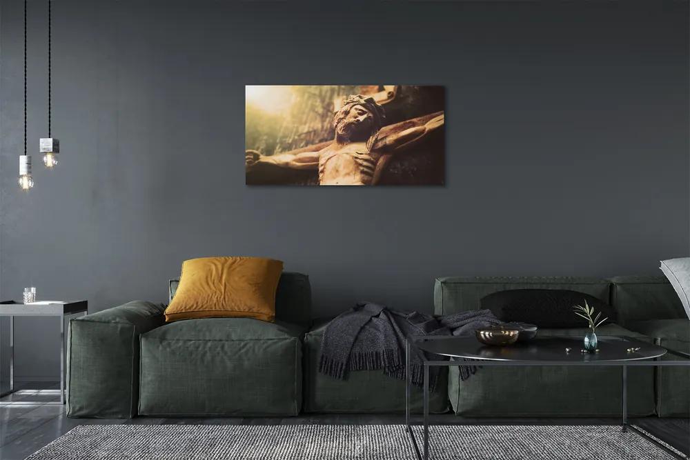 Obrazy na plátně Ježíš ze dřeva 140x70 cm