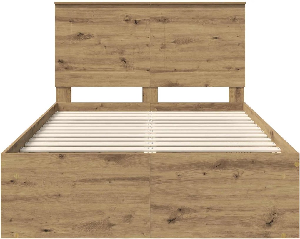Rám postele Umělecký dub 120 x 200 cm Masivní borové dřevo 3409389