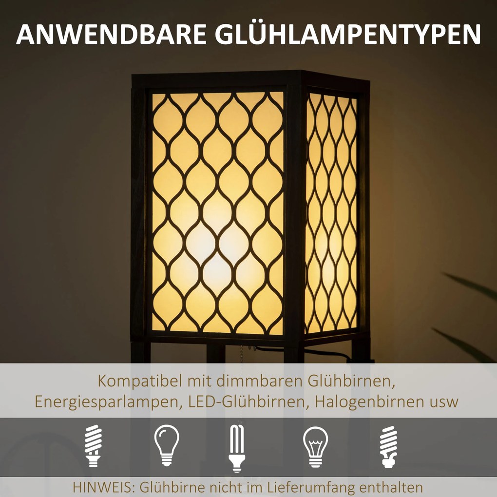 HOMCOM Stojací lampa s policí a dvojitým světlem, 40W, E27, řetízkový vypínač, do obývacího pokoje, ložnice