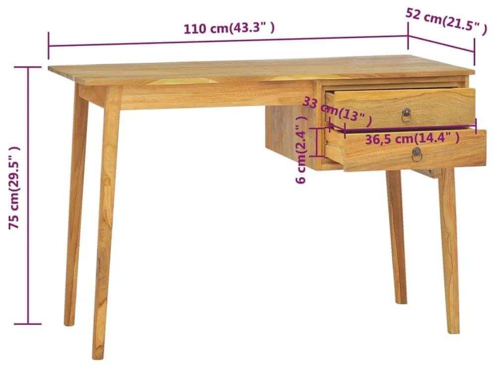 Petromila Psací stůl se 2 zásuvkami 110 x 52 x 75 cm masivní teak