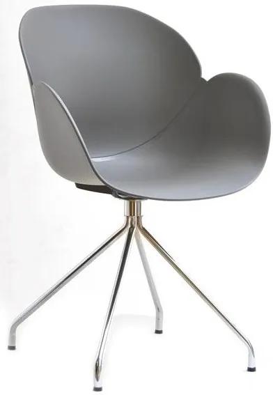 design4life Jídelní židle MELANO Šedá, kovová podnož