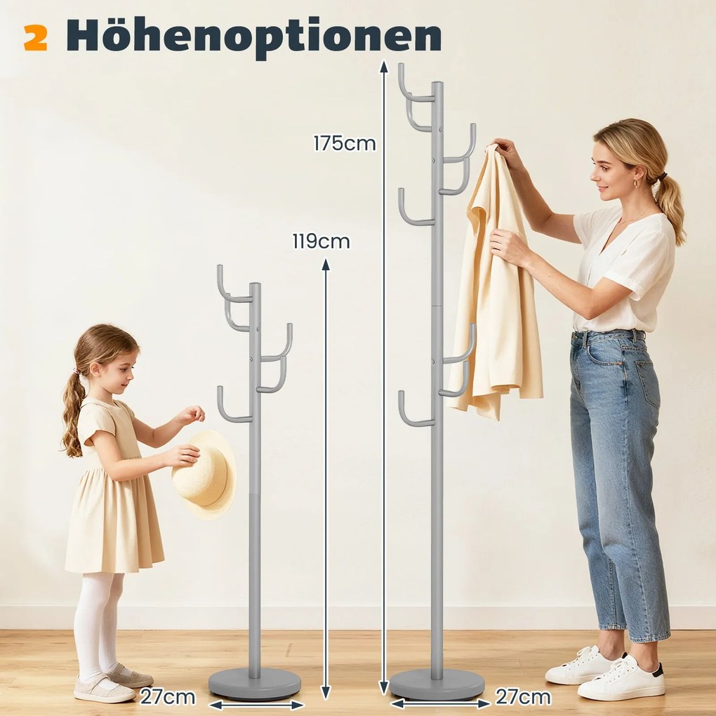 Costway 175 cm Moderní věšák na kabáty 8-hákový věšák na kabáty kaktus