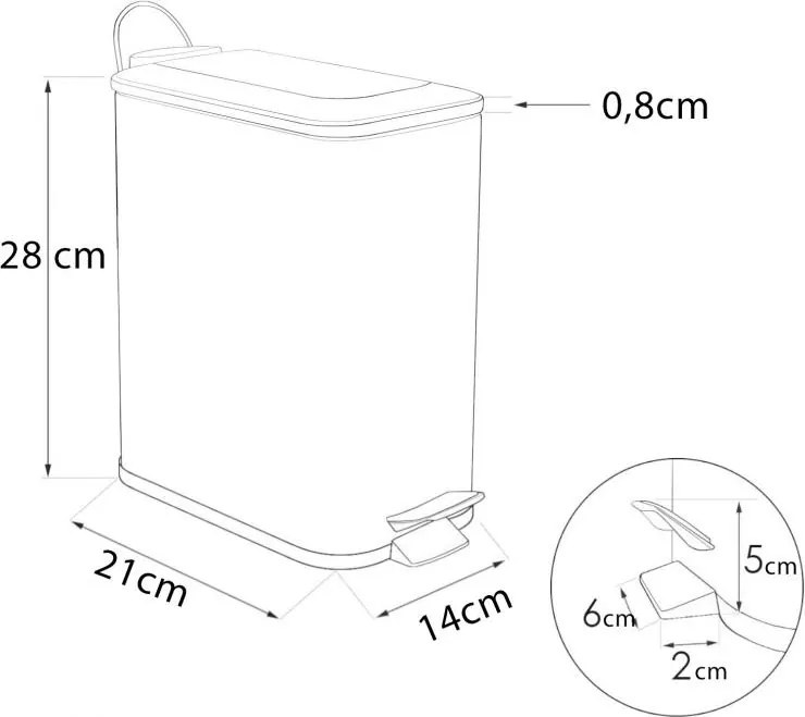 Erga Moby, obdélníkový odpadkový koš 5l na postavení, Soft-Close zavírání, černá matná-přírodní hnědá, ERG-YKA-CH.MOBY-5-BLK