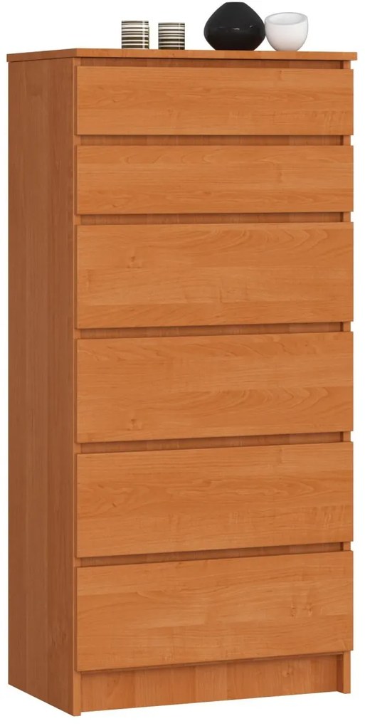 Ak furniture Komoda Kuba 60 cm - 6 šuplíků olše