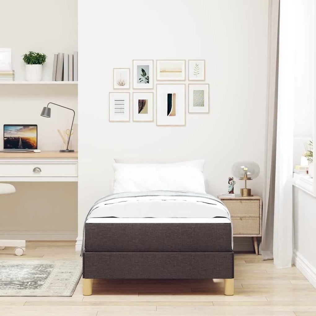 Postel s boxspringem s matrací Tmavě hnědá 90 x 190 cm textil 3398531