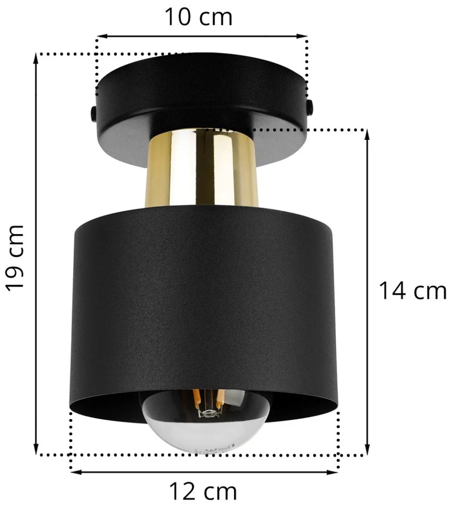Stropní svítidlo Panta, 1x černé kovové stínítko, g