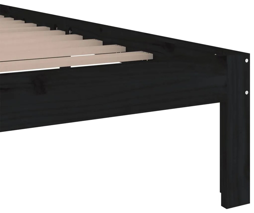 Rám postele černý masivní dřevo 150 x 200 cm King Size - Default Title