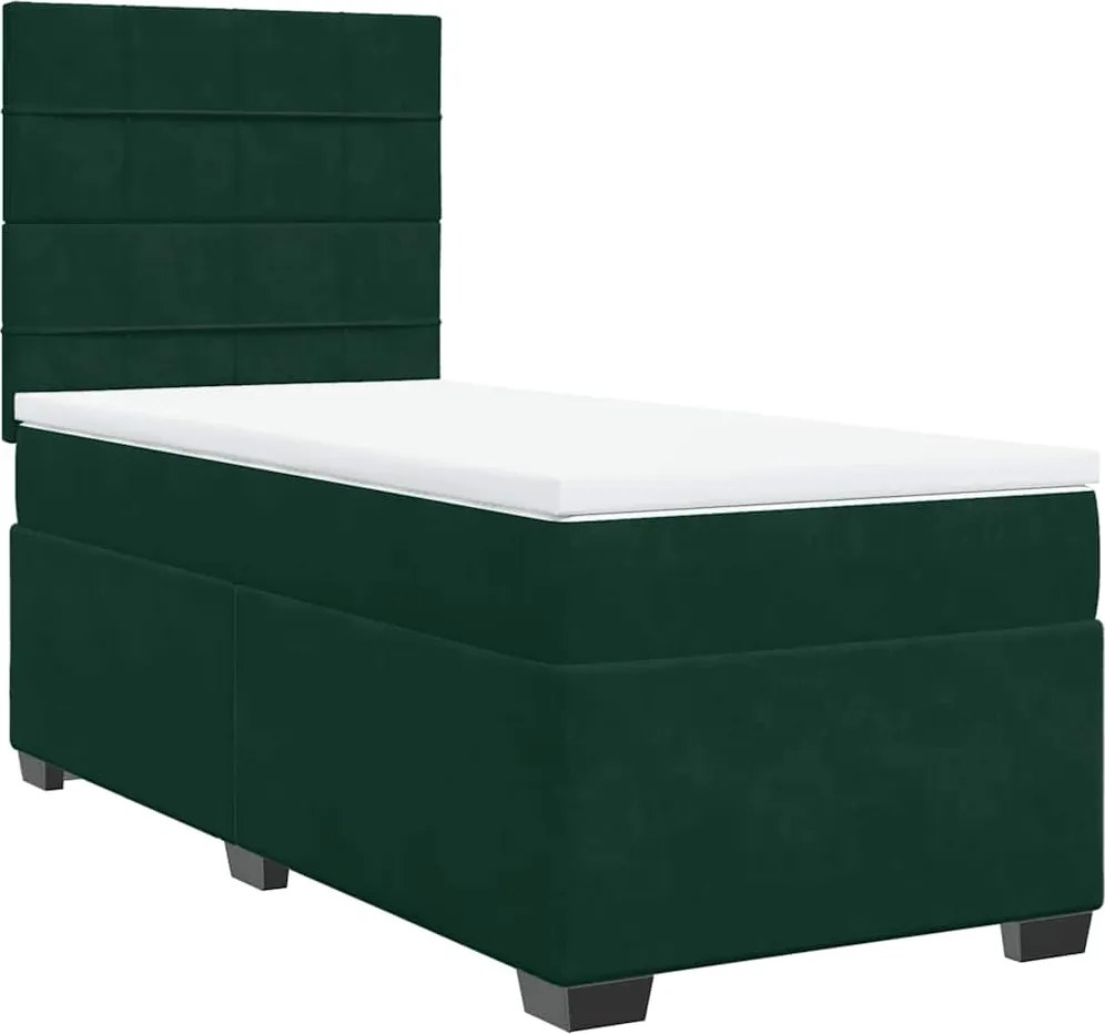 Box spring postel s matrací tmavě zelená 90x190 cm samet 3293089
