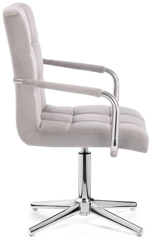 LuxuryForm DESIGN Otočná židle VERONA VELUR na stříbrném kříži - světle šedá