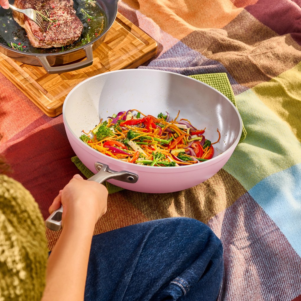 Elmich Základní sada keramických pánví Zen 2 ks – klasická + wok, růžová