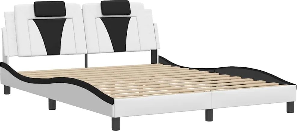 Rám postele Viana bez matrace bílý a černý 160 x 200 cm umělá kůže 3208109