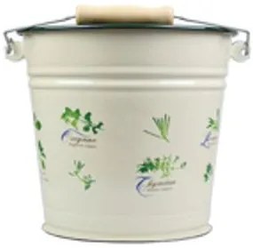 Krémový smaltovaný kyblík s bylinkami Herbs - Ø24*23cm - 6L