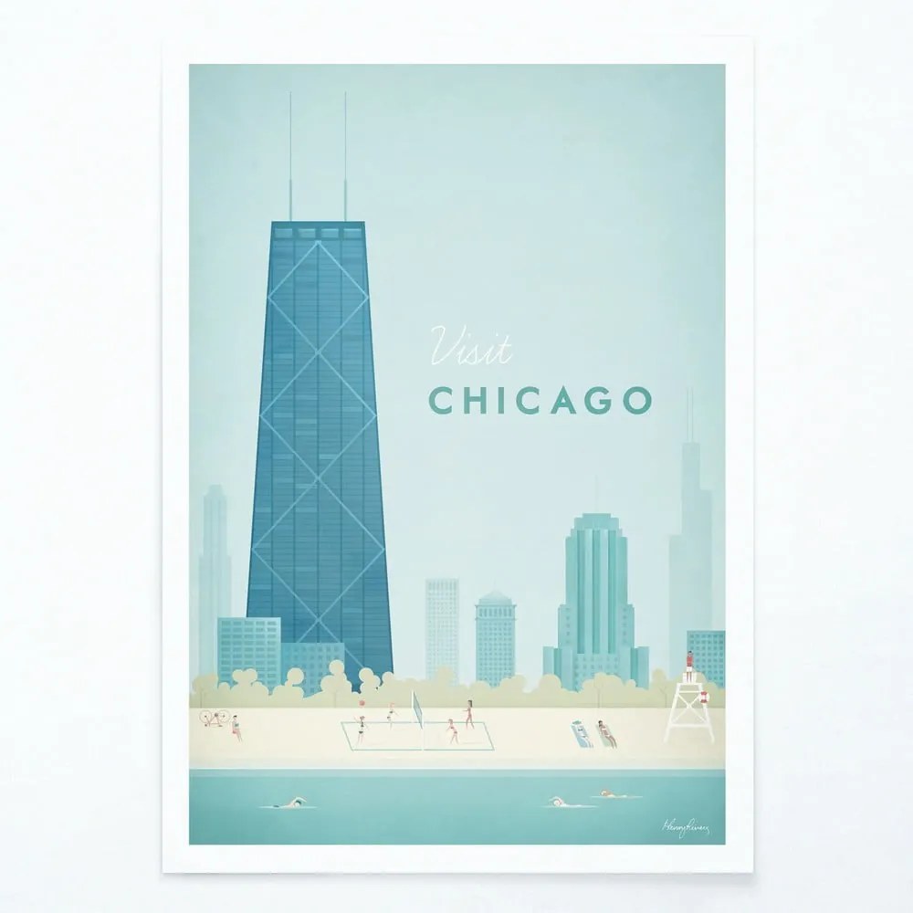 Plakát Travelposter Chicago, A3