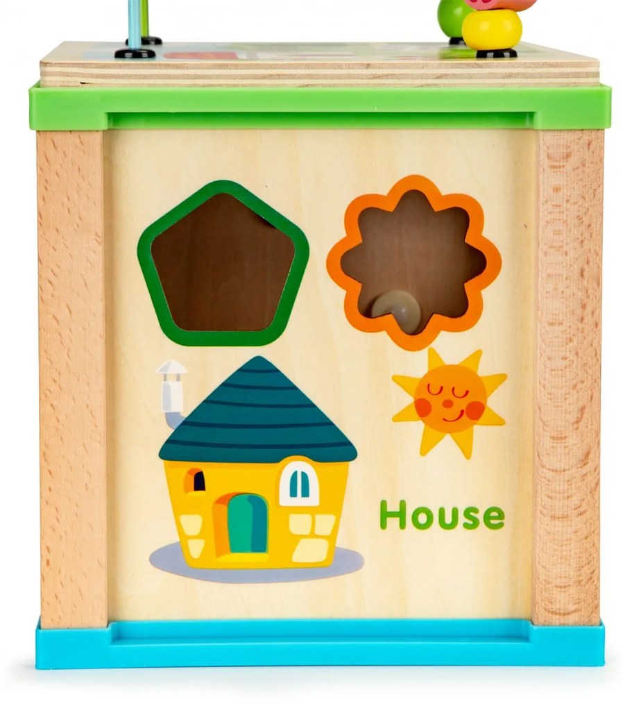 Dřevěná edukační kostka EcoToys House hnědá