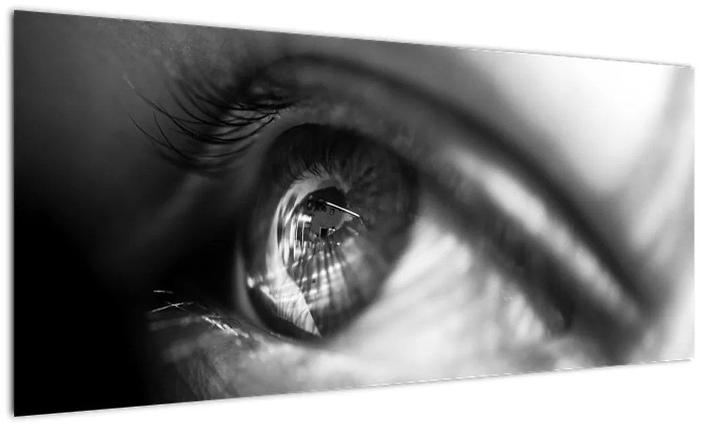 Černobílý obraz - detail oka (100x40cm)