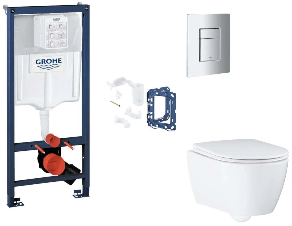 Grohe Rapid SL - Set předstěnové instalace, klozetu, sedátka SoftClose, tlačítka Skate Cosmopolitan a sady pro vhazování tablet, matný chrom SANI11BB2140