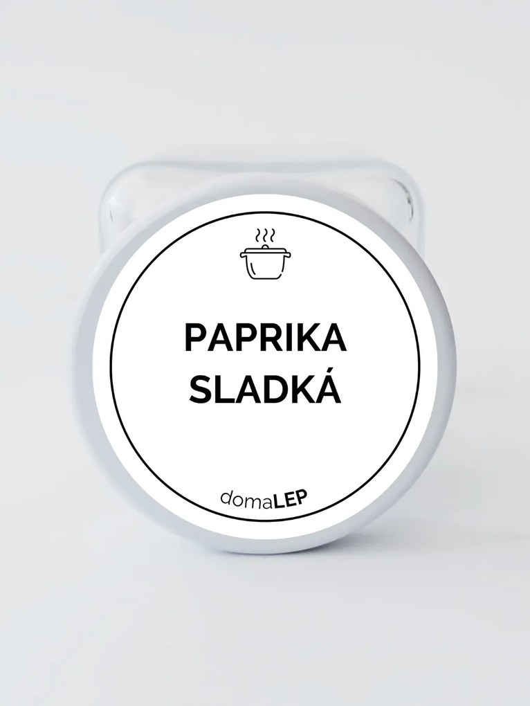 Samolepka na kořenky PAPRIKA SLADKÁ bílá 5 cm tučné písmo