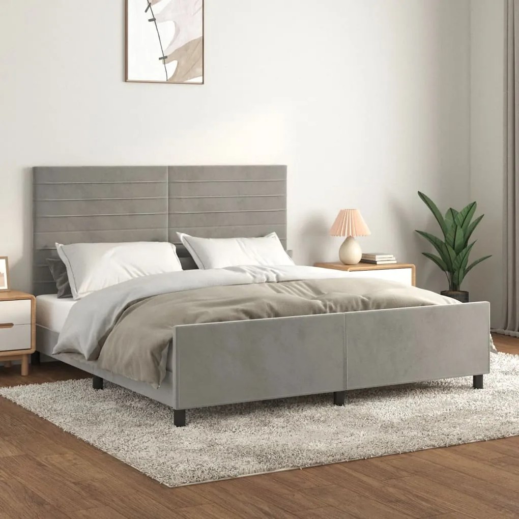 Rám postele bez matrace světle šedý 160 x 200 cm samet 3125824