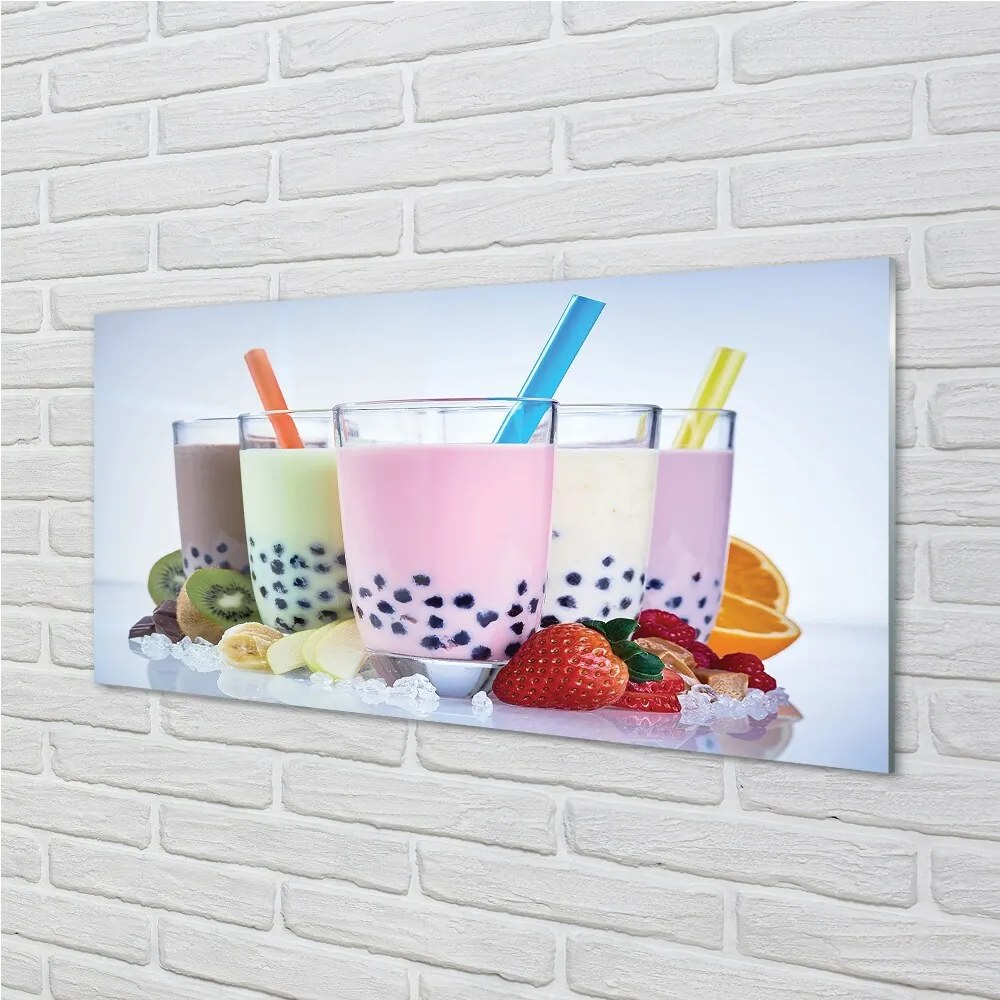 Obraz na skle Mléčné koktejly s ovocem 100x50 cm