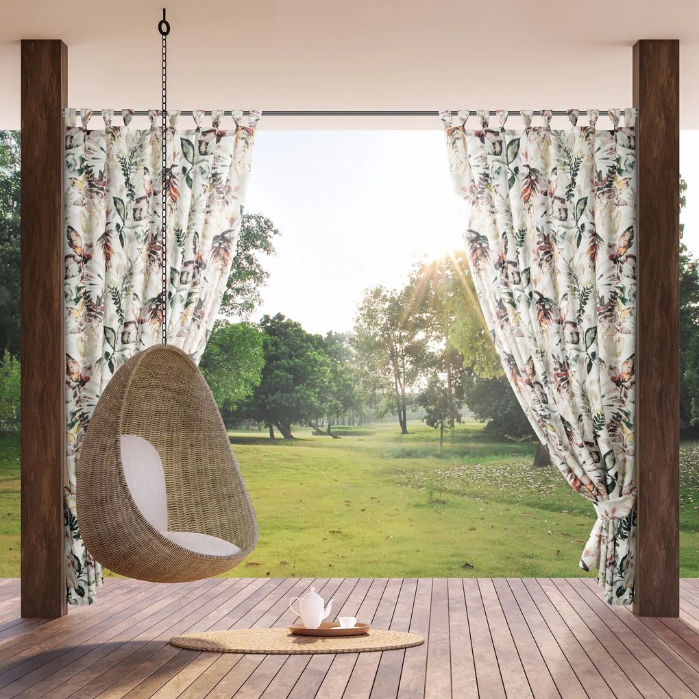 ZAHRADNÍ VODĚODOLNÝ ZÁVĚS NA POUTKÁCH GARDEN 155X260 CM KVĚTY