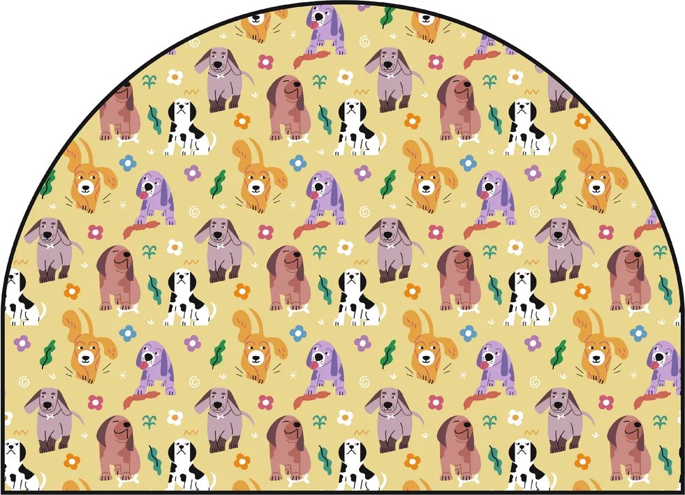 PIPPER. Ochranná textilní nálepka na zeď - Oblouk - Barevní psi Velikost: 120x96cm, Jméno: Se jménem