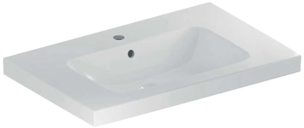 Geberit iCon - Umyvadlo 75x48x16 cm, s přepadem, s otvorem pro baterii, KeraTect, bílá 501.839.00.2