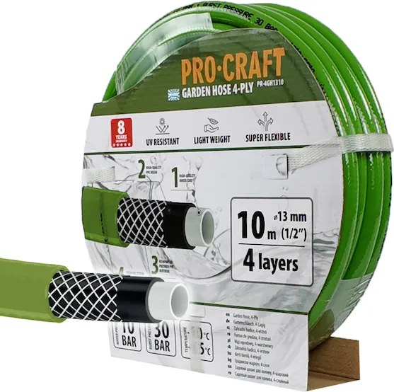 Výrobce: Procraft Procraft Zelená zahradní hadice Procraft PR-4GH1310 4 vrstvy, 1/2" 10 m | PR-4GH1310