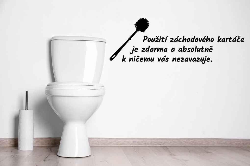 Samolepka na zeď WC - kartáč Barevná varianta: Černá, Velikost (šířka x výška): 45x15cm