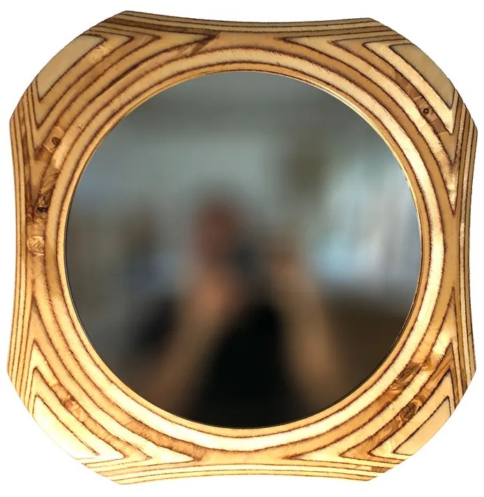 Dřevěné kulaté zrcadlo VIOLA 50cm