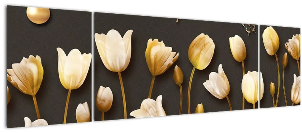 Obraz - Tulipány - abstraktní (170x50 cm)