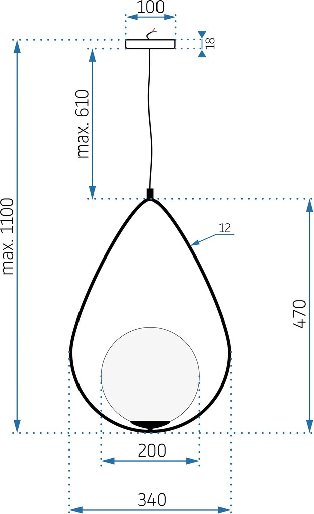 Toolight - Závěsné svítidlo 1xE27 60W APP938-1CP, černá, OSW-03208