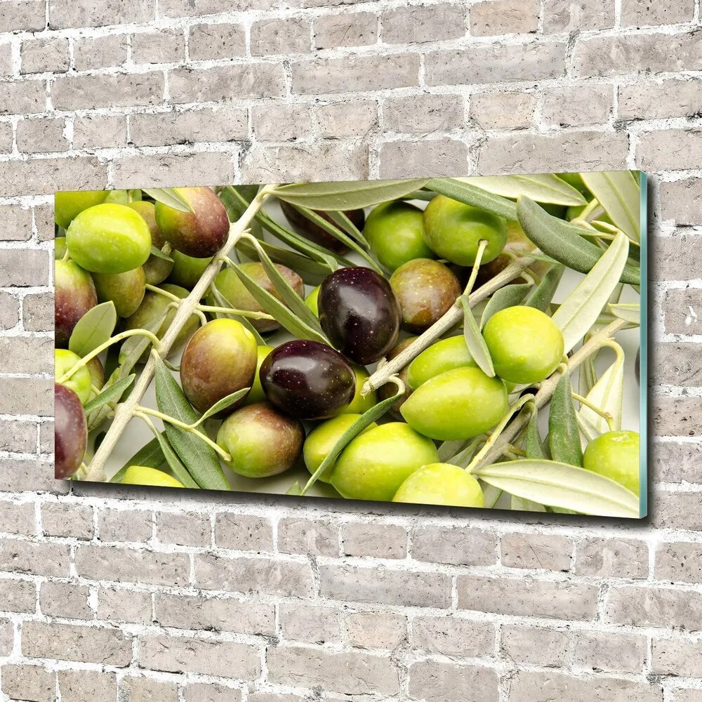 Wallmuralia Fotoobraz na skle Čerstvé olivy 140x70 cm